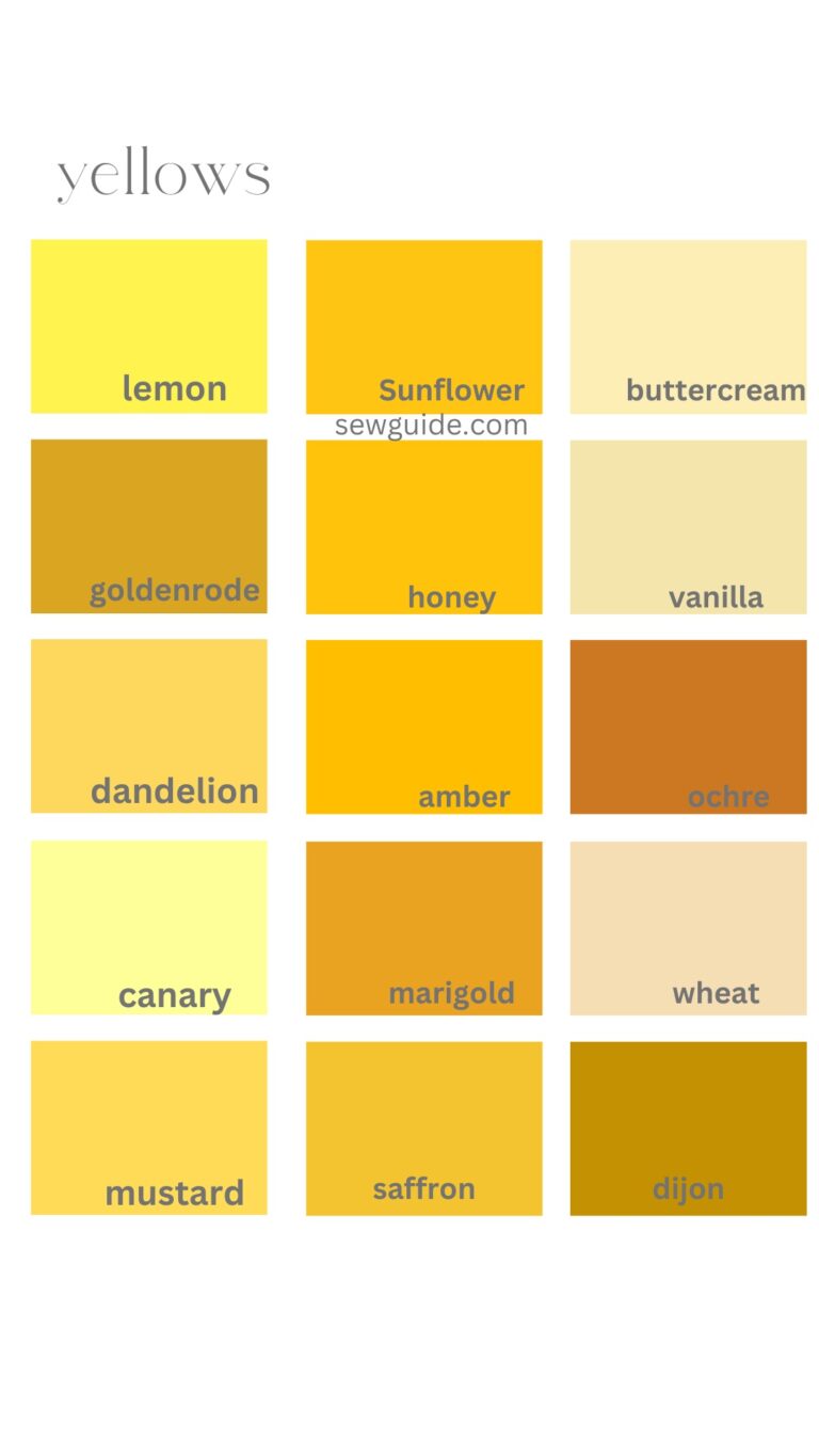 Yellow Clothes : Names Of Shades And Best Color Combinations - SewGuide